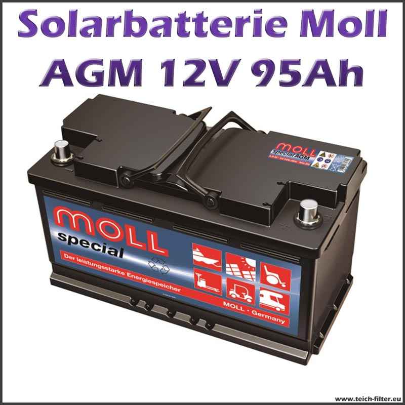 Solarbatterie 95-100Ah 12V AGM Moll für Garten, Haus und Wohnmobil | Teichfilter
