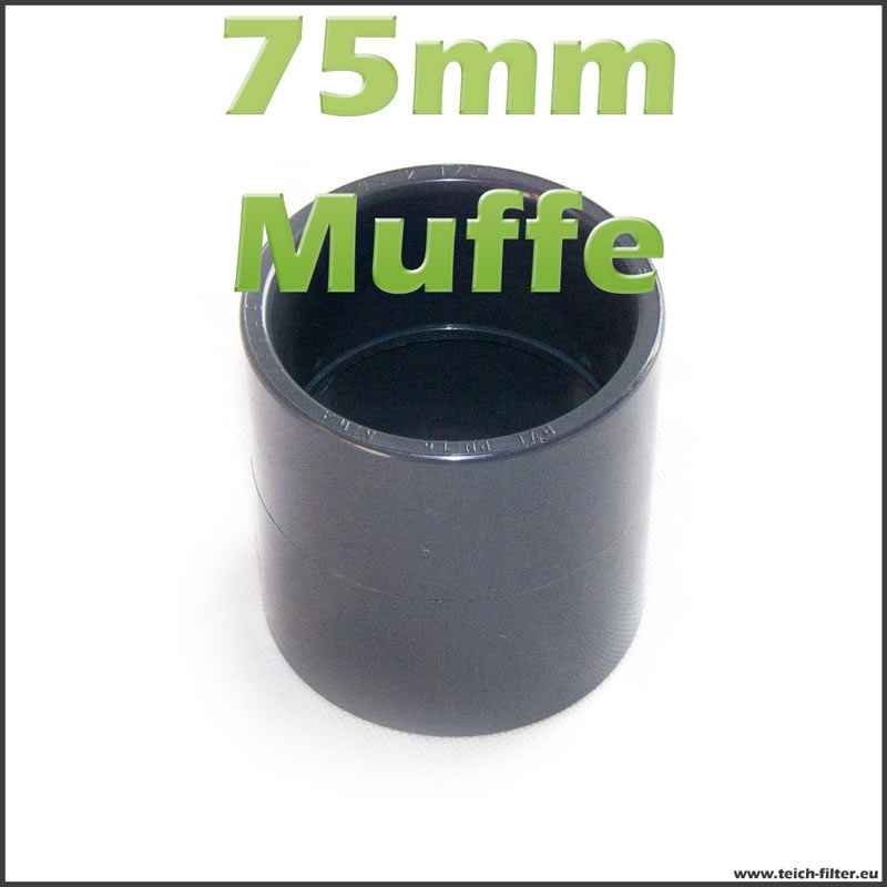 75 mm Muffe für PVC, HT und KG Rohre | Teichfilter